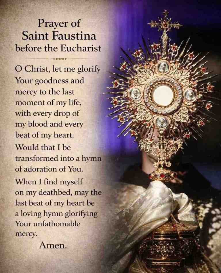 Prayer of Saint Faustina before the Eucharist – Nelson MCBS
