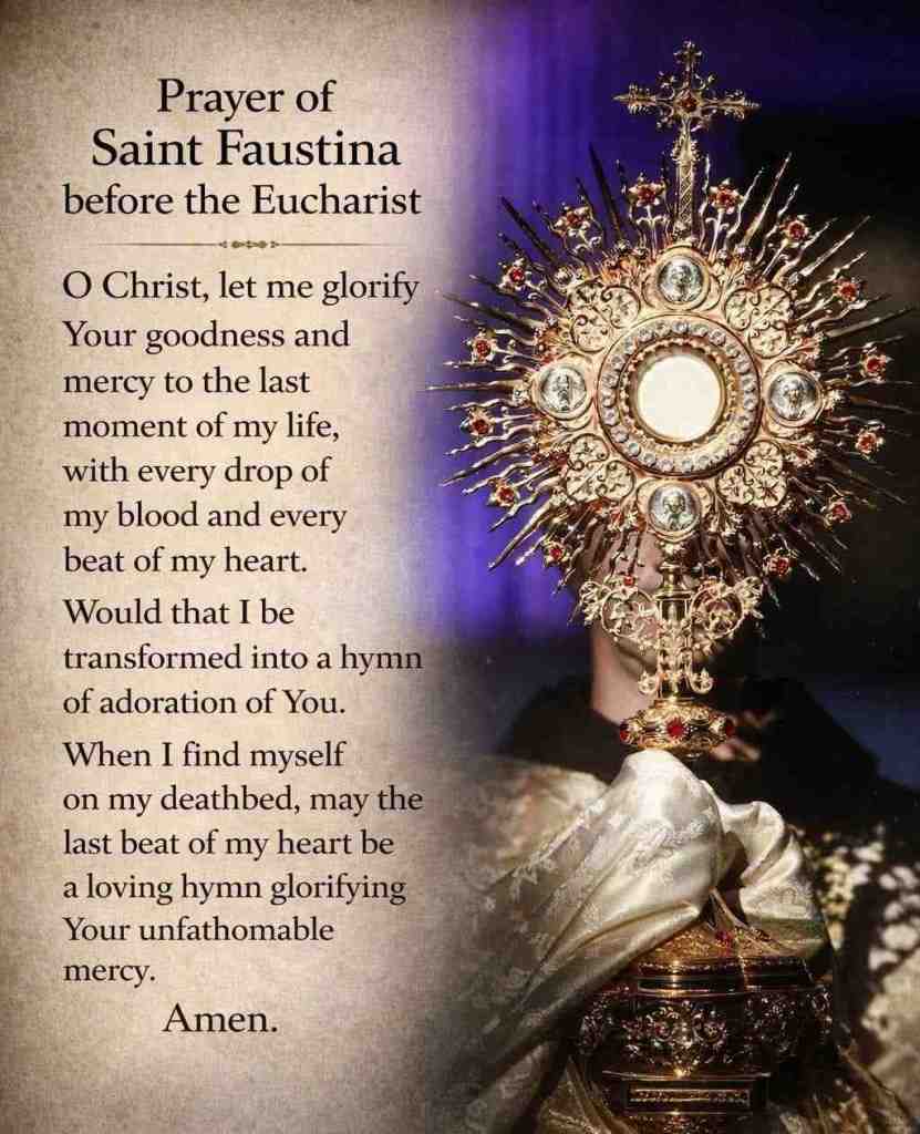 Prayer of Saint Faustina before the Eucharist – Nelson MCBS